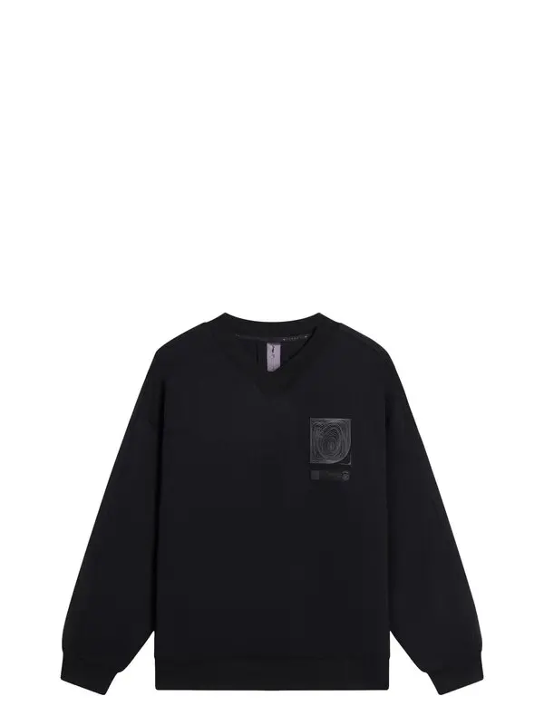 LI-NING X Jackie Chan Graphic V-neck Sweatshirt - Black