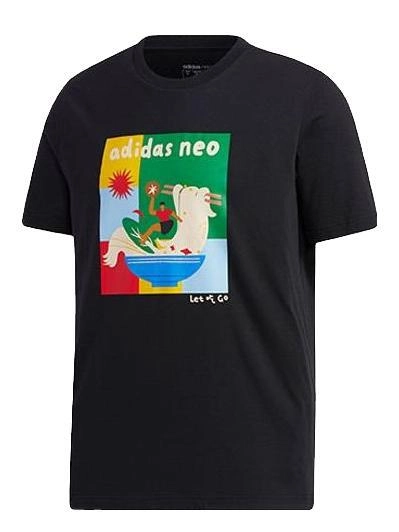 Adidas Neo M Fd Tee Cartoon Printing Casual Sports Round Neck Short Sleeve - Black