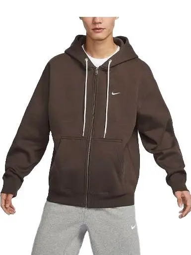 Nike Solo Swoosh Full Zip Hoodie - Brown