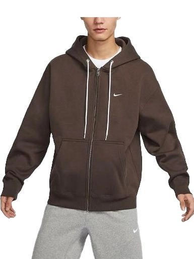 Nike Solo Swoosh Full Zip Hoodie - Brown