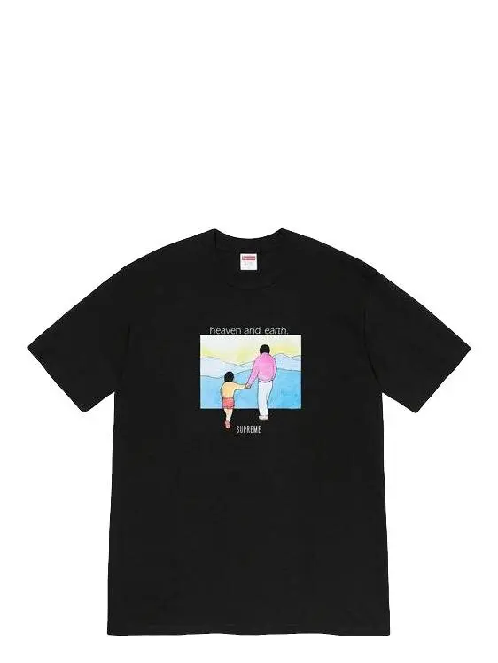 Supreme Fw19 Week 1 Heaven And Earth Tee Printing Short Sleeve - Black