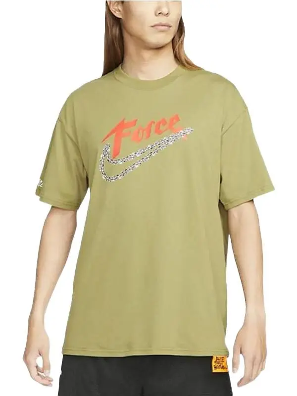Nike Alphabet Logo Printing Round Neck Short Sleeve Green T-shirt - Default Color