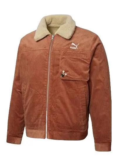 PUMA Corduroy Reversible Jacket With Embroidered Logo - Brown