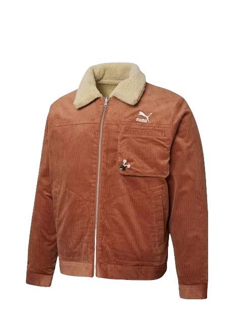 PUMA Corduroy Reversible Jacket With Embroidered Logo - Brown