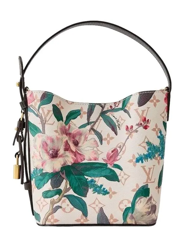 LOUIS VUITTON Monogram Floral Bucket Bag - White