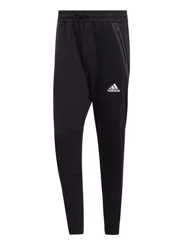 Adidas Casual Splicing Solid Color Drawstring Logo Sports Pants/trousers/joggers Black - Multi-color