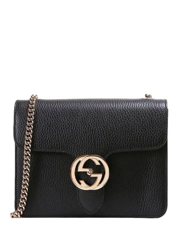Gucci Leather Organ Satchel Single Shoulder Bag - Black