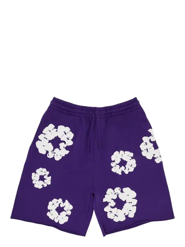 DENIM TEARS Cotton Wreath Logo Shorts - Purple/white