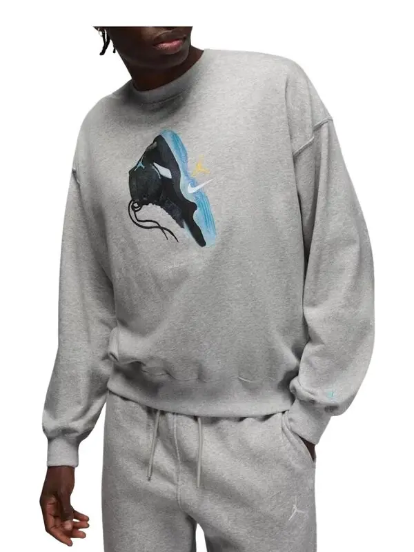 JORDAN Air Brooklyn Fleece Crewneck Sweatshirt - Grey Heather/gamma Blue