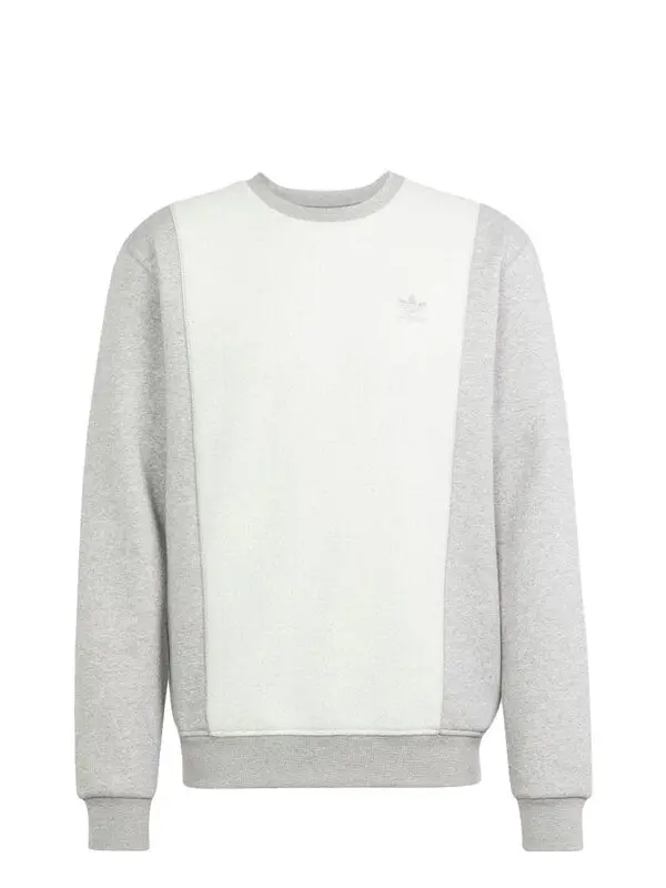 Adidas Originals Essentials+ Trefoil Reverse Material Crewneck Sweatshirt 'medium Grey Heather - Medium Grey Heather/white