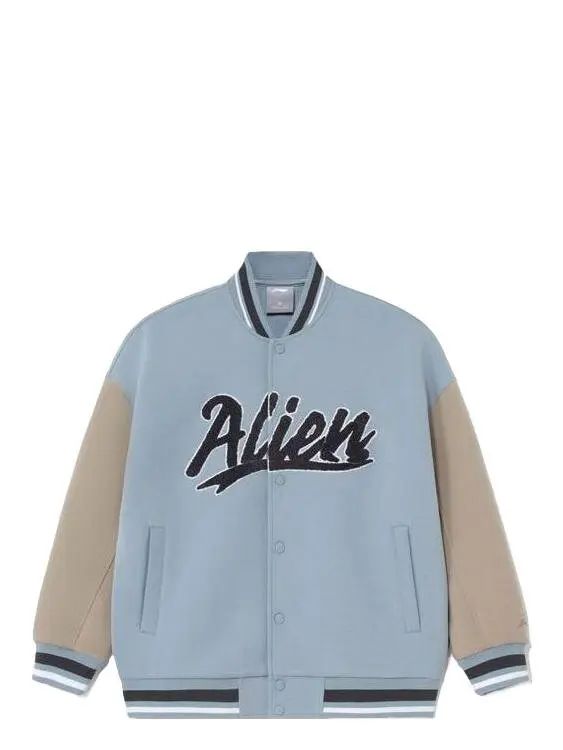 LI-NING Cf Mars Sports Fashion Series Varsity Jacket - Blue/beige/black