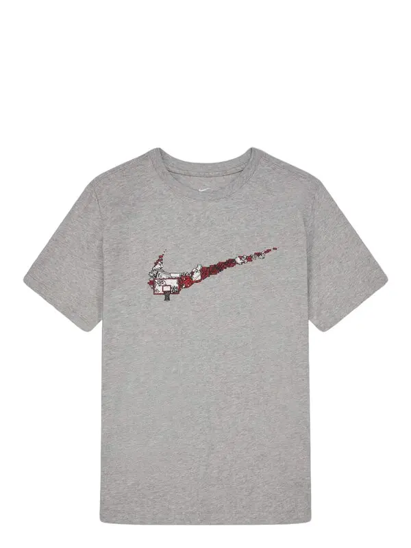 Nike Cartoon Pattern Large Logo Printing Round Neck Casual Short Sleeve Dark Grey T-shirt - Multi-color