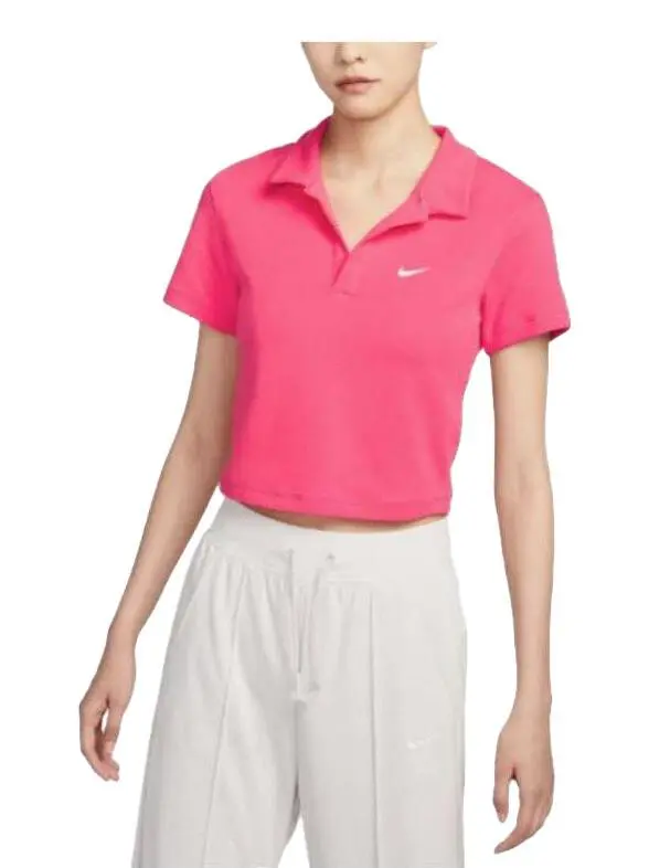 Nike Essential Cropped Short-sleeve Polo Top - Pink