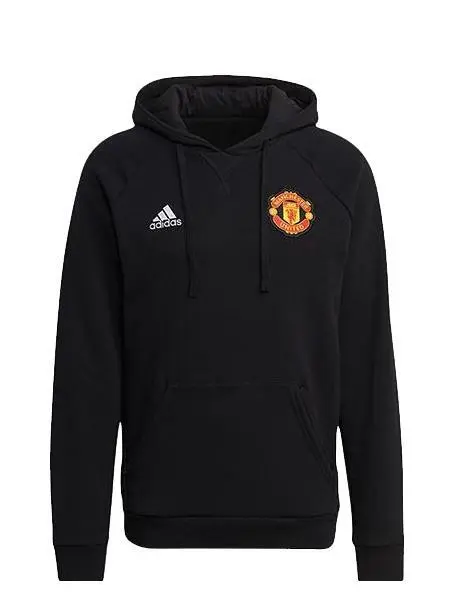 Adidas Manchester United Embroidered Logo Hoodie - Black/orange