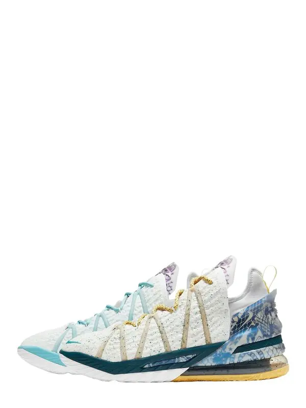 Nike Lebron 18 "reflections Flip" High Top Sneakers - White/blue/yellow