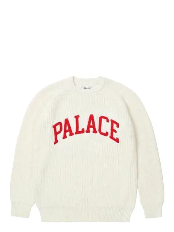 PALACE Fall 2021 Knitwear Crewneck Sweater - White/red