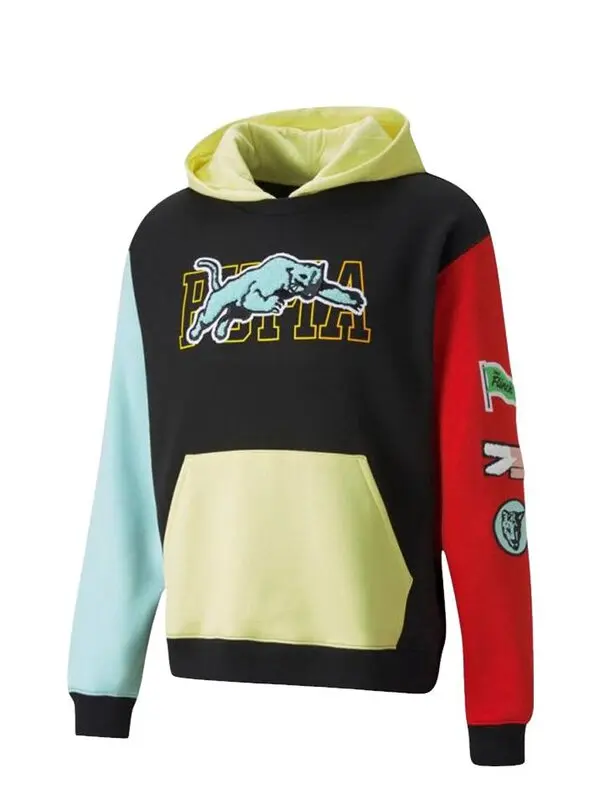 PUMA Combine Hoodie Sweatshirt - Black/yellow/red