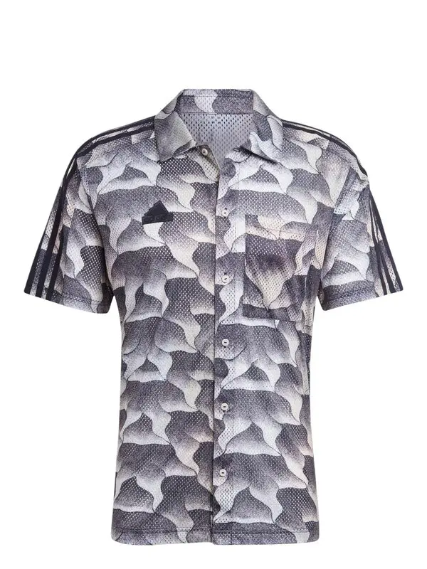Adidas Tiro Allover Print Mesh Resort Shirt Asia Sizing 'black Grey - Black/putty Grey