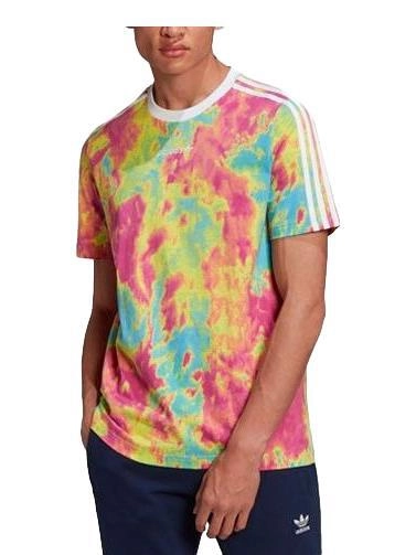 Adidas Originals Embroidered Logo Tie Dye Sports Round Neck Short Sleeve - Multi-color