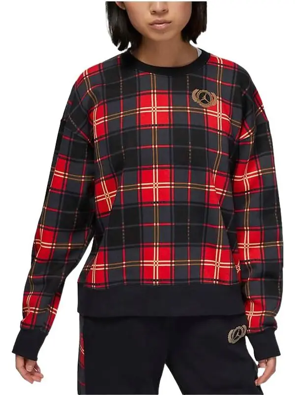 JORDAN Air Brooklyn Fleece Crew Checked - Red/multi-color