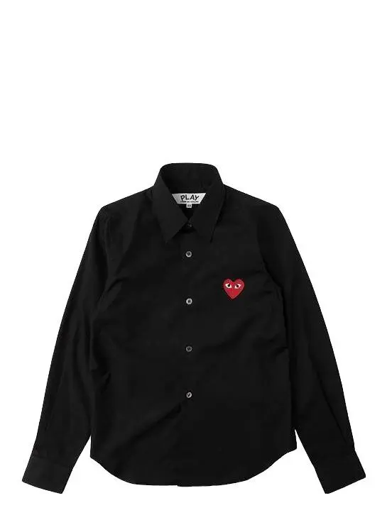 Play Comme Des Garcon Long Sleeve Shirt With Red Emblem - Black