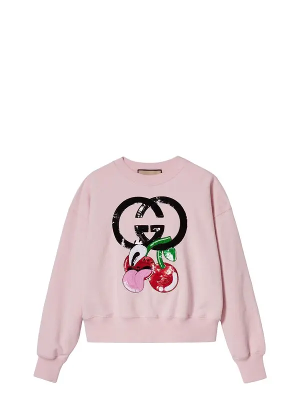 Gucci Cotton Jersey Sweatshirt With Embroidery - Pink