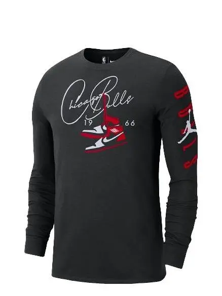JORDAN Air Nba Courtside Chicago Bulls Long Sleeve Pullover - Black