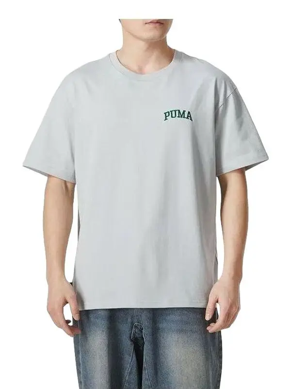 PUMA Logo T-shirt 'grey - Grey/green