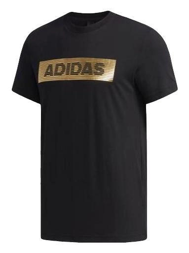 Adidas Ai Gfx Ss Foil Sports Bronzing Printing Round Neck Short Sleeve - Black