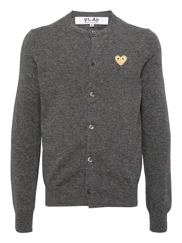 Play Comme Des Garcon Gold Heart Cardigan - Grey