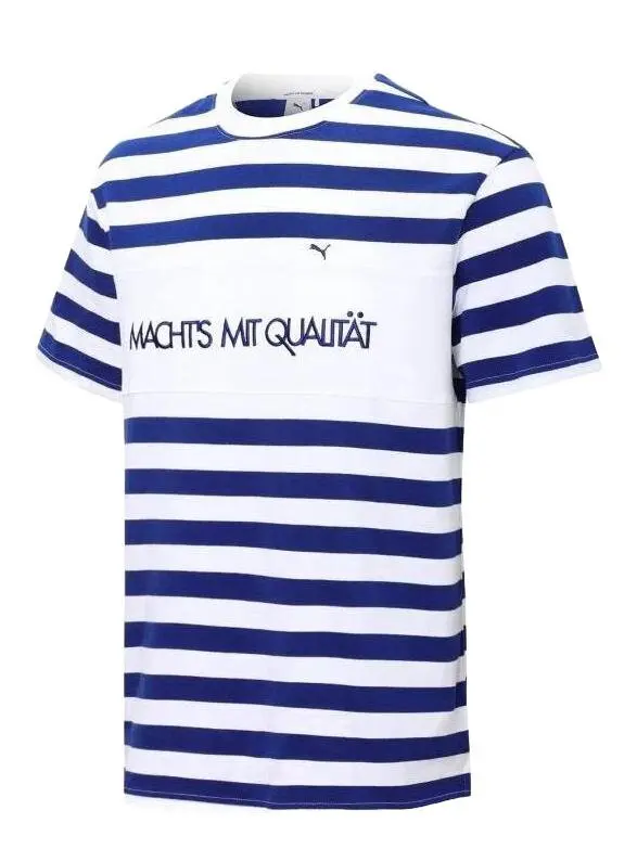 PUMA Mmq Striped T-shirt 'blue - Blue/white
