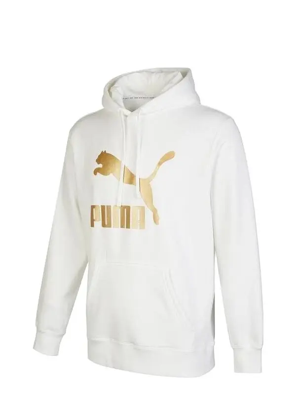 PUMA Classics Metallic Regular Fit Hoodie - White/gold