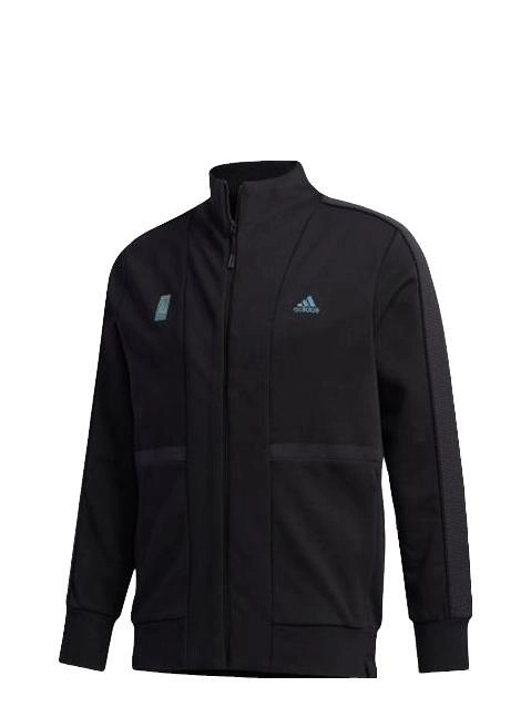 Adidas Zip-up Track Jacket With Stand Collar - Black