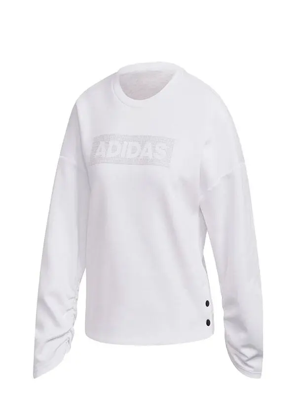 Adidas Crew Dk Emby Loose Sports Pullover - White