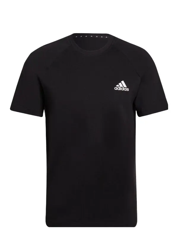 Adidas Solid Color Logo Micro Mark Casual Sports Short Sleeve Black - Multi-color
