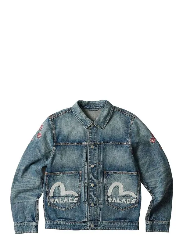 PALACE X Evisu Type One Denim Jacket - Blue/pink