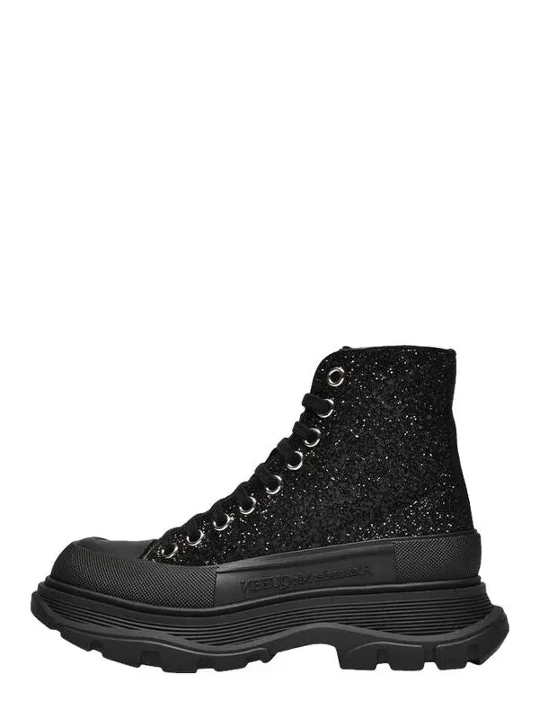 Alexander McQueen Tread Slick Glitter High-top Lace-up Boots - Black