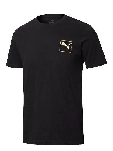 PUMA Bronzing Printing Round Neck Short Sleeve - Black