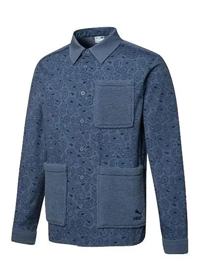 PUMA Paisley Woven Shirt Jacket With Multiple Pockets - Blue
