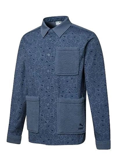 PUMA Paisley Woven Shirt Jacket With Multiple Pockets - Blue