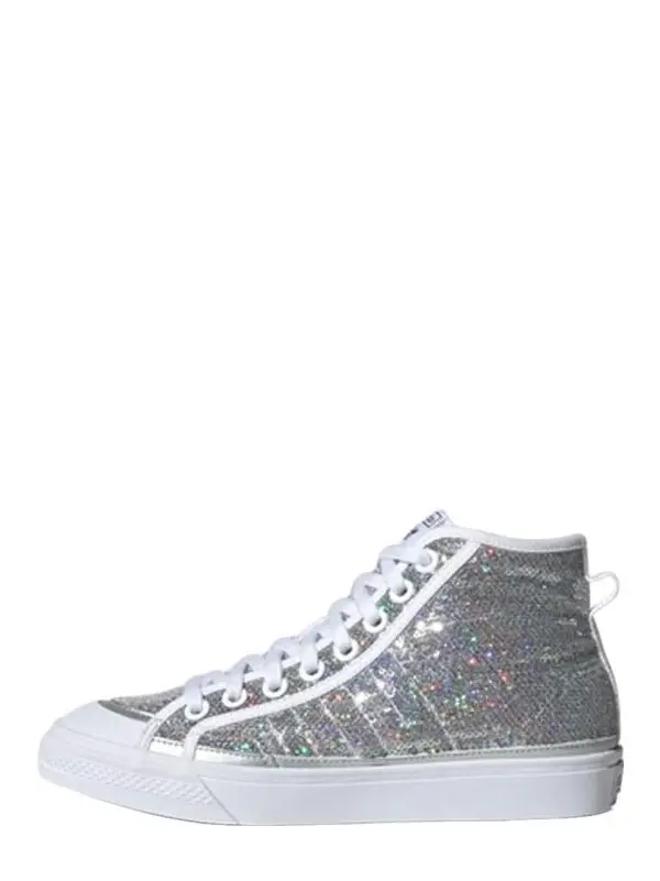 Adidas Nizza High Top Sneakers With Sequined Embellishment - Silver