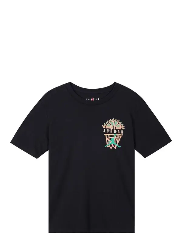 JORDAN Dna Logo Geometry Pattern Printing Round Neck Short Sleeve Black - Default Color