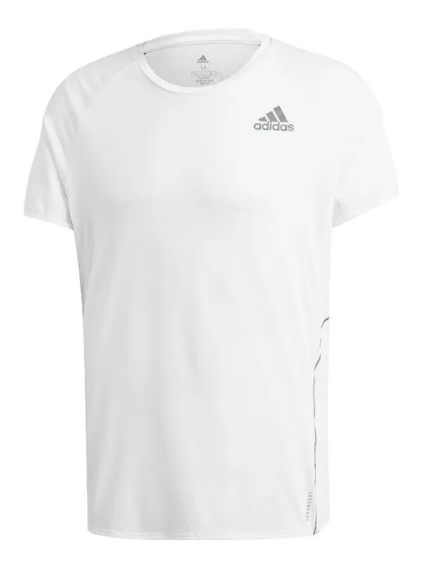 Adidas Adi Runner Tee Reflective Short Sleeve Performance Top - White