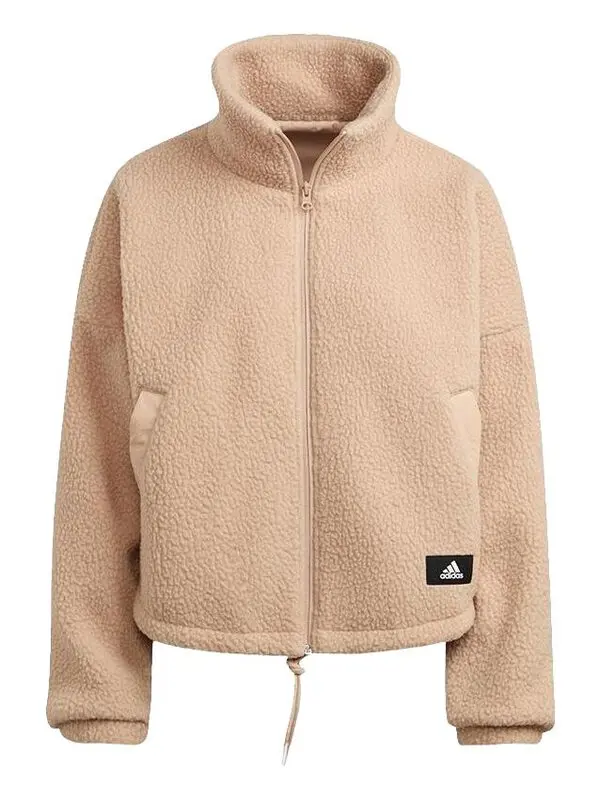 Adidas Embroidered Lamb's Wool Stand Collar Jacket - Tan
