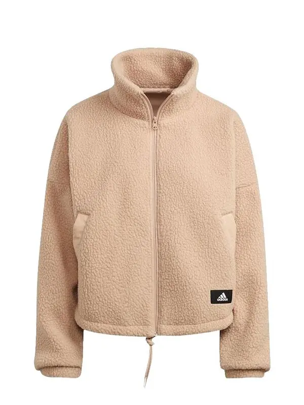 Adidas Embroidered Lamb's Wool Stand Collar Jacket - Tan