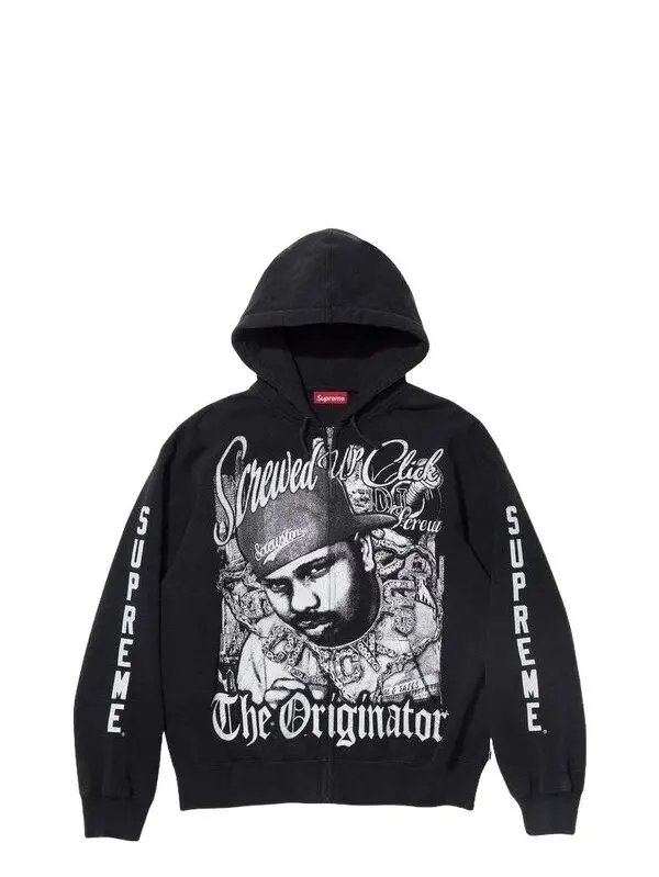 Supreme X Dj Screw Ss26 Zip Up Hooded Sweatshirt - Black