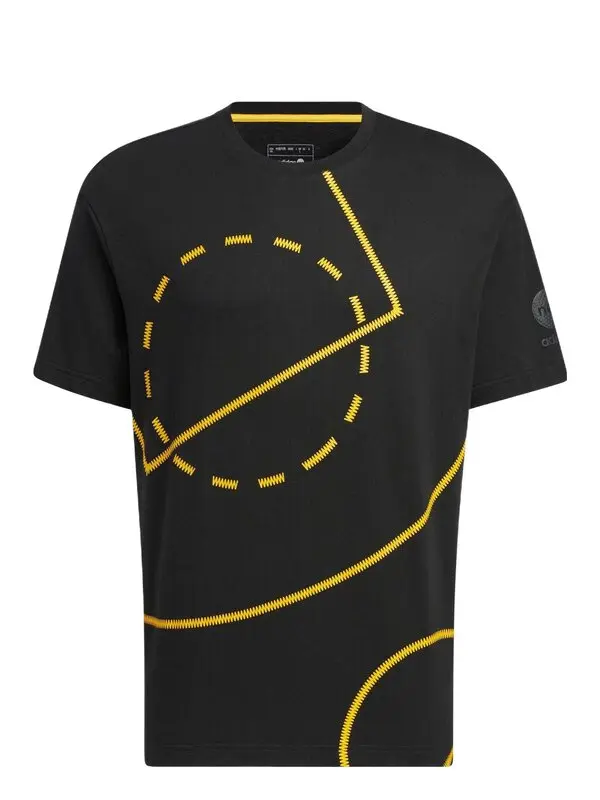 Adidas Neo Geometry Pattern Printing Round Neck Short Sleeve Black T-shirt - Default Color