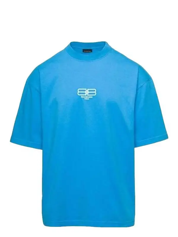 Balenciaga Bb Paris Icon T-shirt Medium Fit - Blue Sky