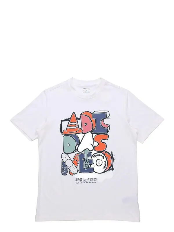 Adidas Neo Ssfv5 Tee1 Funny Printing Logo Sports Cotton Round Neck Short Sleeve - White