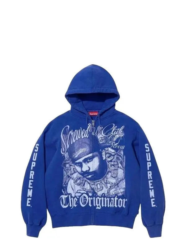 Supreme X Dj Screw Ss26 Zip Up Hooded Sweatshirt - Blue